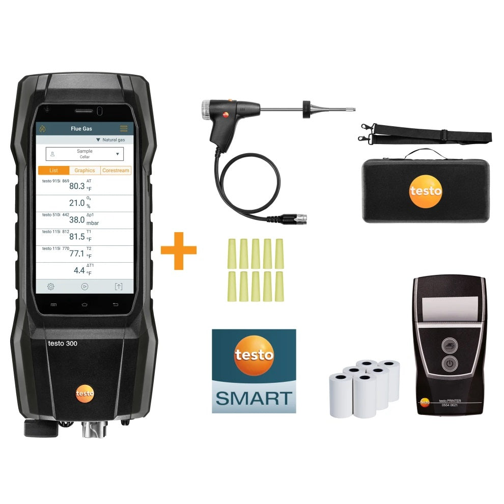 Testo 300 Next Gen - Smoke Edition Combustion Analyzer Kit With Printer ...