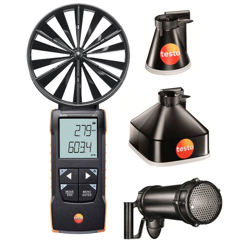 Testo 417 Kit 2 Vane Anemometer With Measuring Funnels And Flow Straig ...